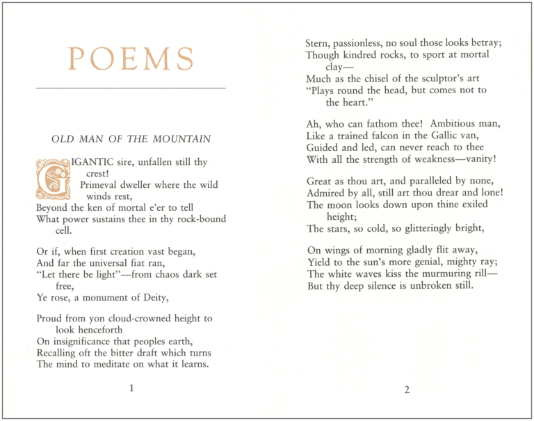 Mrs. Eddy’s Poem: ‘Old Man of the Mountain’ — Longyear Museum